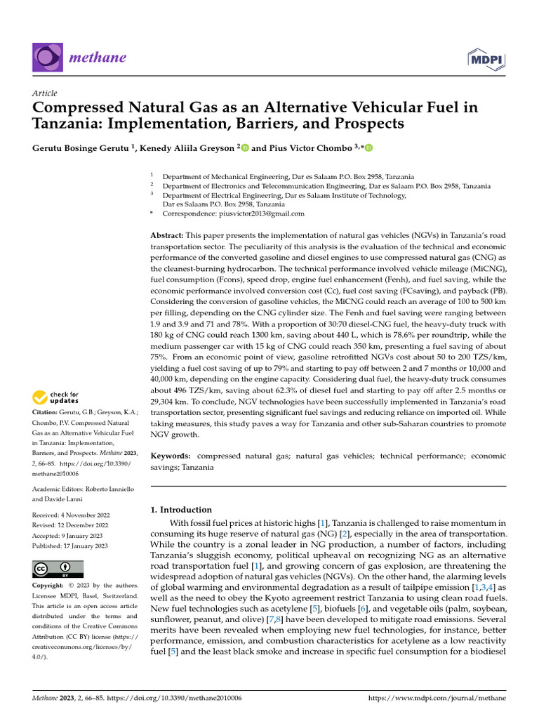 Methane 02 00006 v2 | PDF | Fuel Economy In Automobiles | Fuel Injection