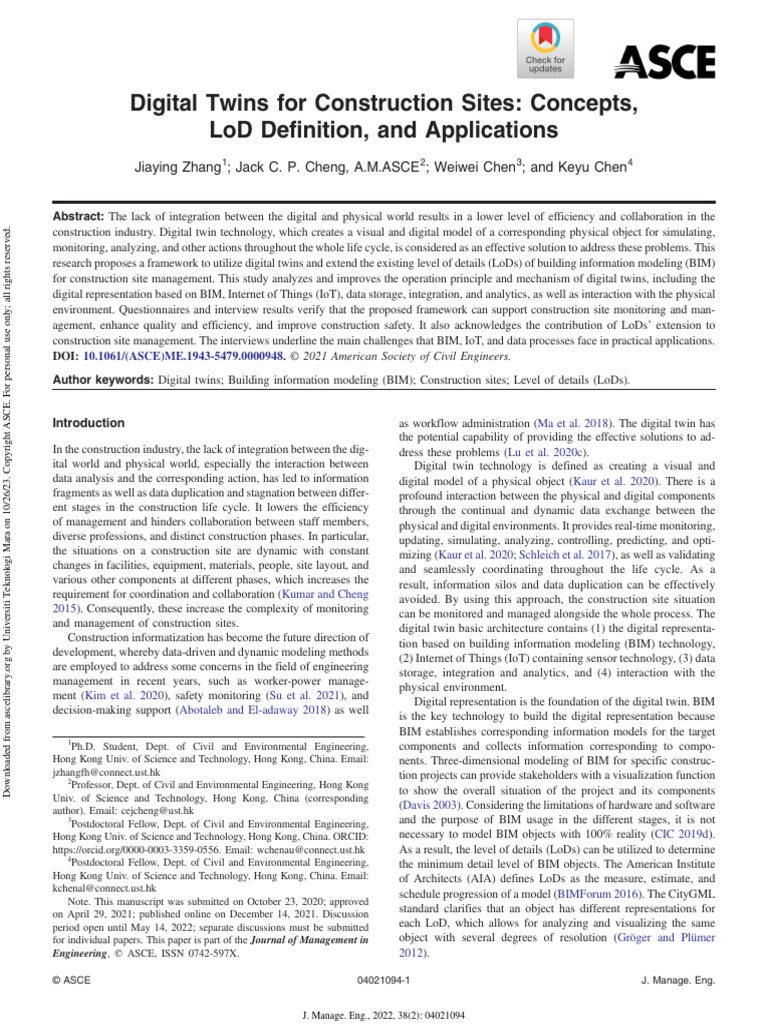 Zhang Et Al 2021 Digital Twins For Construction Sites Concepts Lod ...
