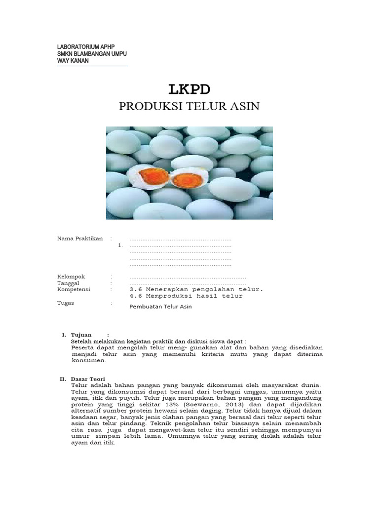 LKPD Telur Asin - XI | PDF
