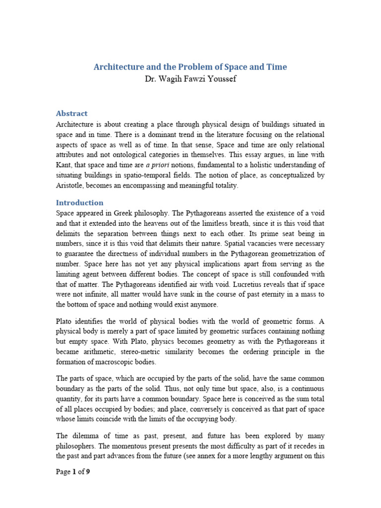 Architecture ProblemofSpaceandtime | PDF