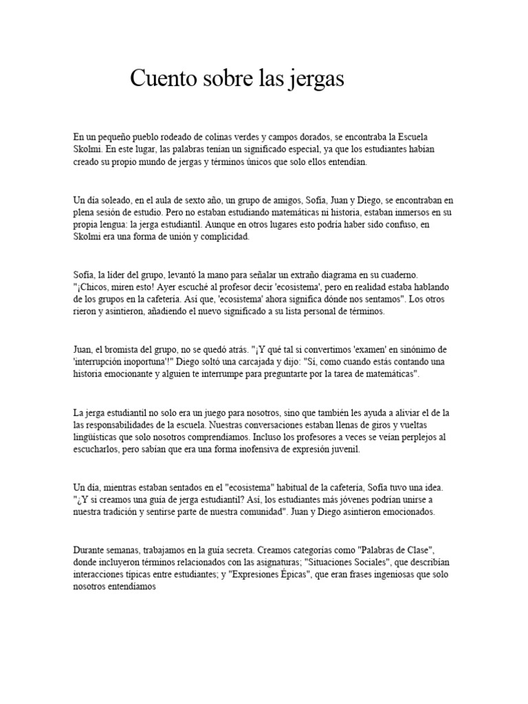 Cuento Sobre Las Jergas | PDF