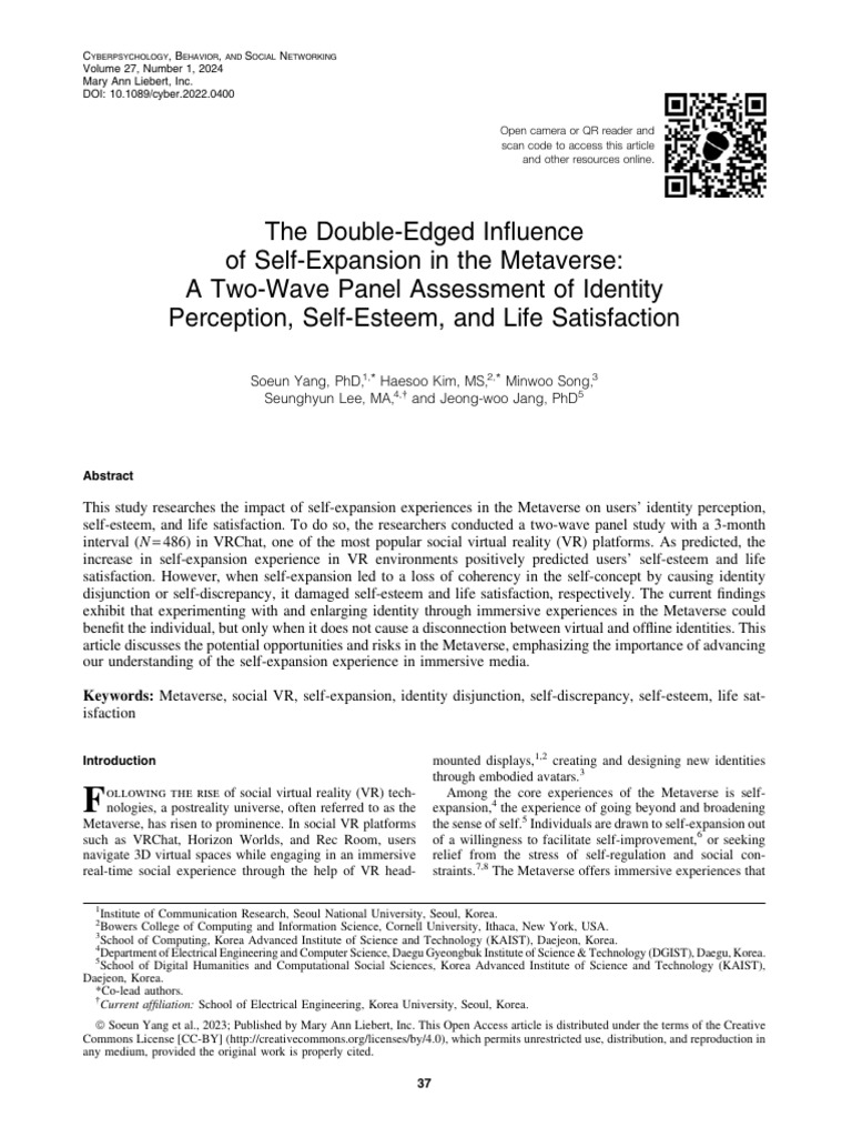 Yang-Et-Al-2024-The-Double-Edged-Influence-Of-Self-Expansion-In-The-Metaverse-Self Esteem ...