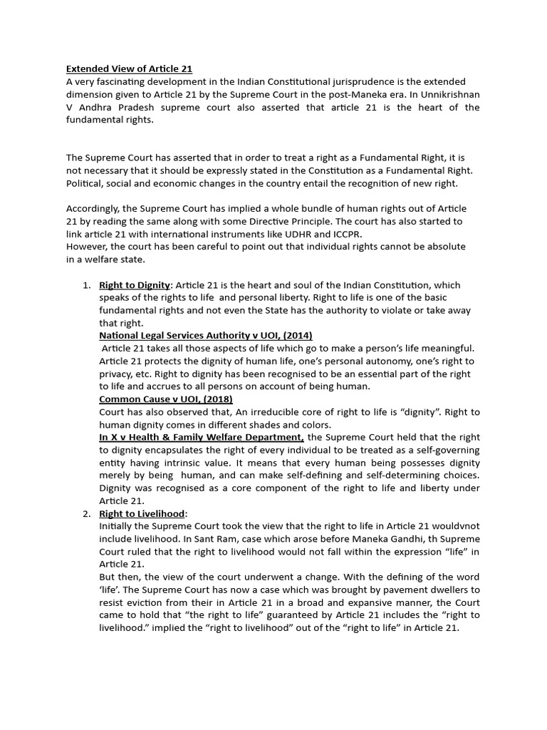 Expanding Article 21: Rights and Dignity | PDF | Right To Privacy ...