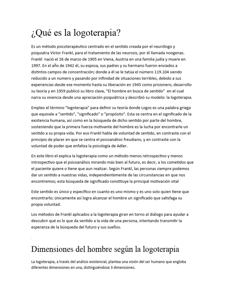 La Logoterapia | PDF | Conceptos psicologicos | Sicología