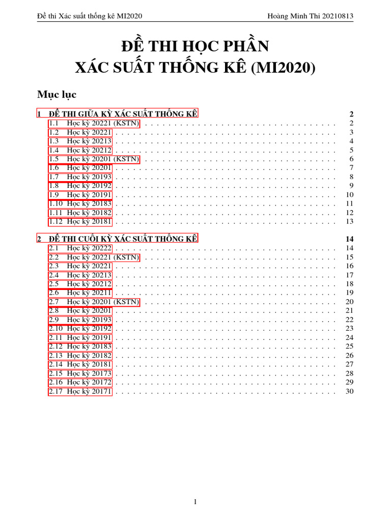 Đề thi XSTK mới nhất | PDF