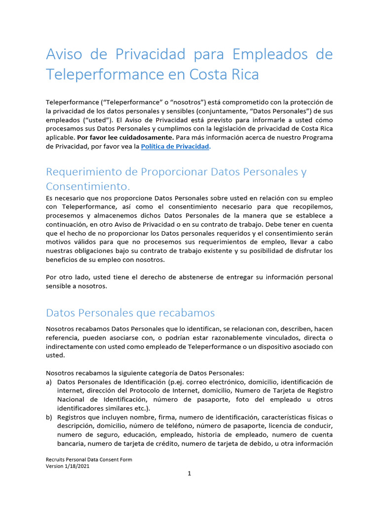 Employee Privacy Notice | PDF | Internet | Privacidad