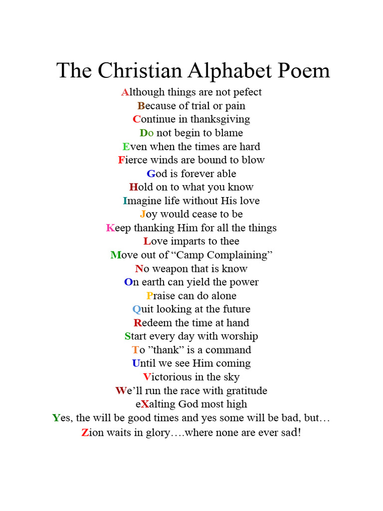 The Christian Alphabet Poem | PDF