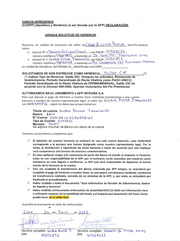 SOLICITUD DE PAGO AFP | PDF