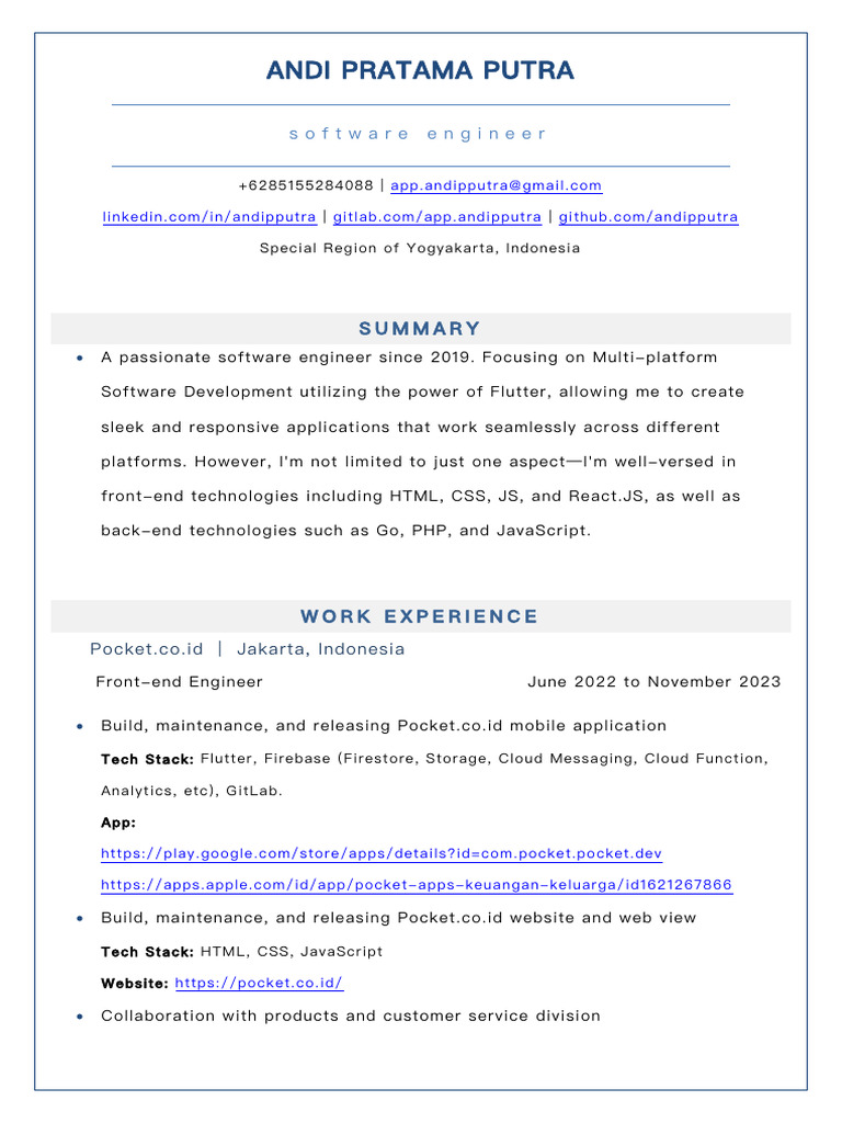 Andi Pratama Putra Cv Pdf Mobile App Application Software