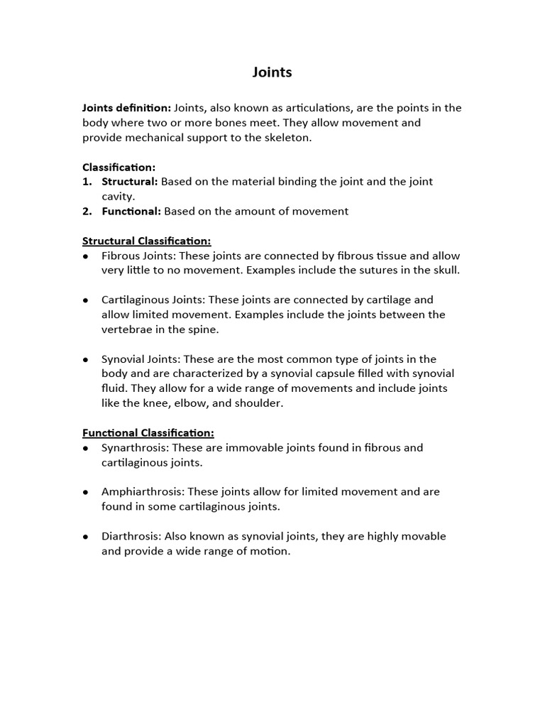Lecture 4 (Joints) | PDF | Anatomical Terms Of Motion | Joint