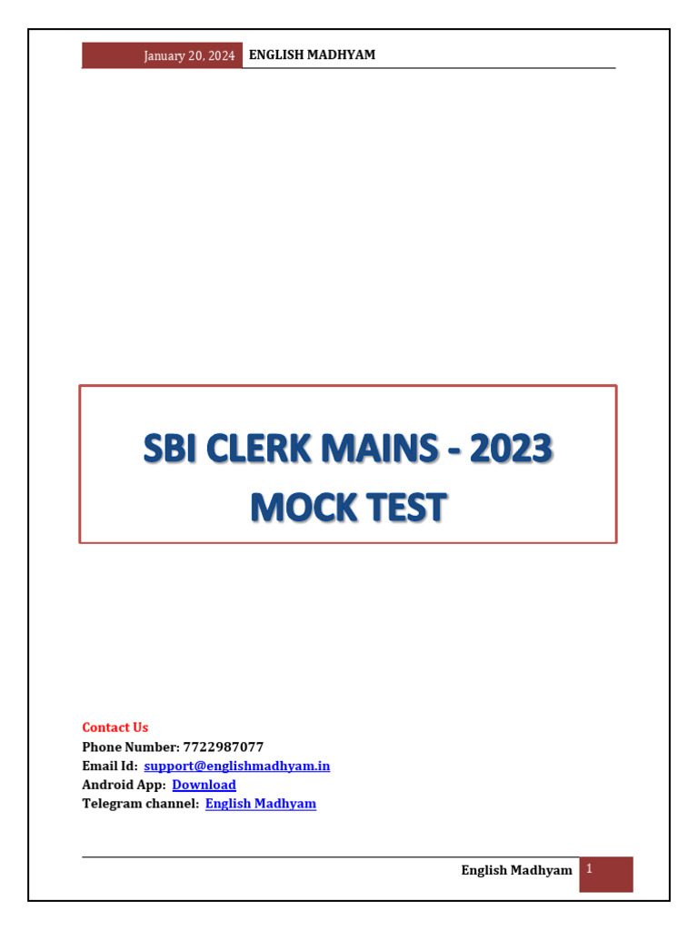 Sbi Clerk Mains Mock 06 | PDF | Sustainability | Verb