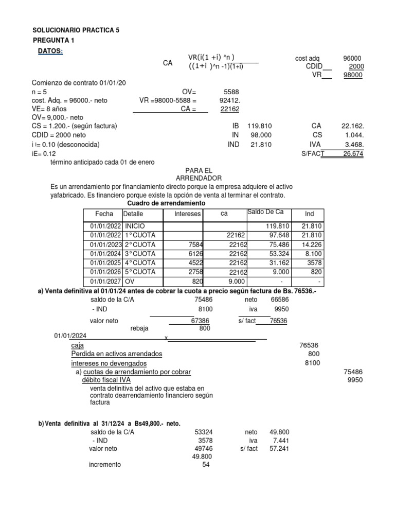 SOLUCIONARIO PRACTICA de La Uatf | Descargar gratis PDF | Factura | Contabilidad