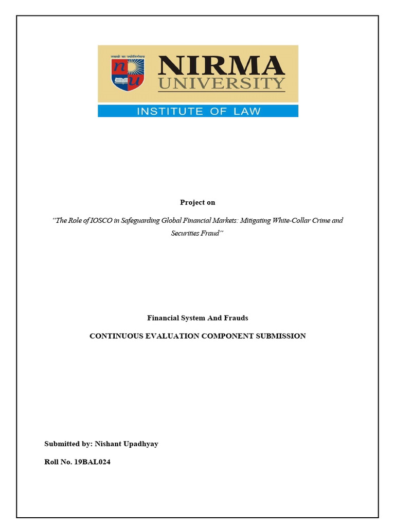 19BAL024 Financial Systems and Fraud PW IOSCO and Role | PDF ...
