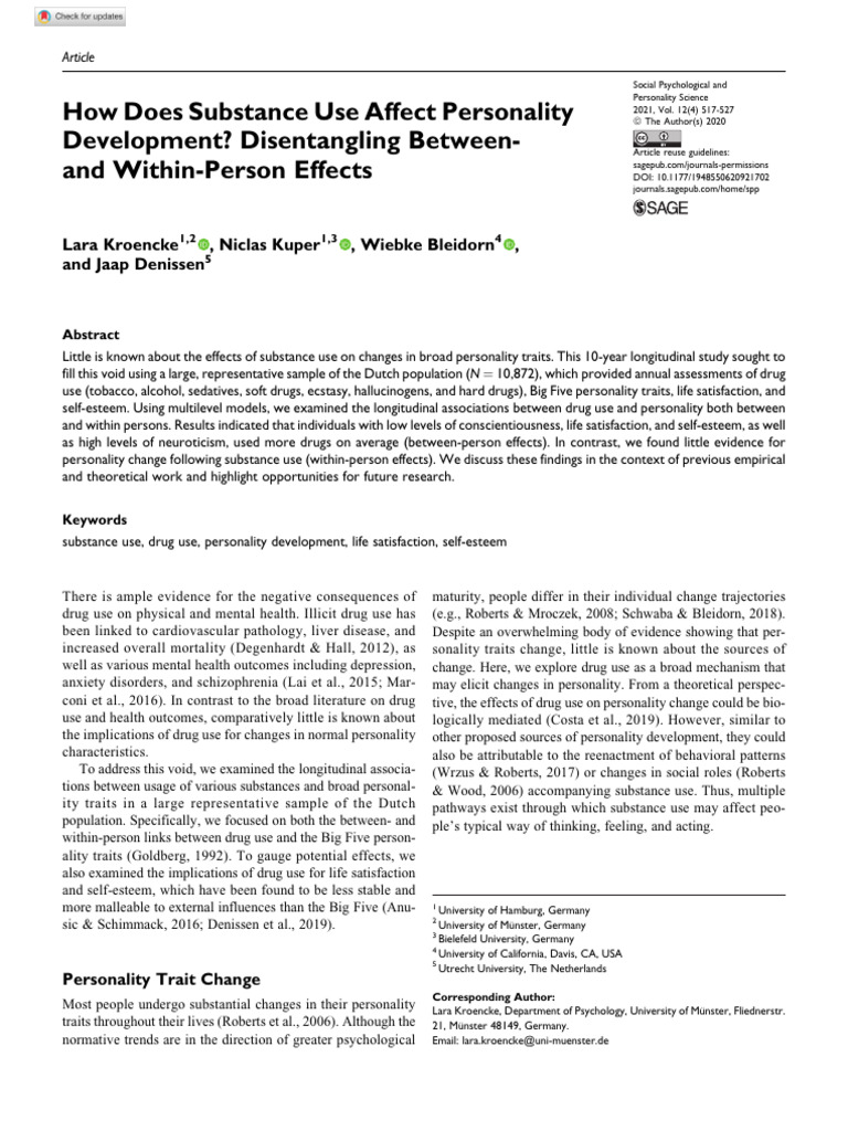 Kroencke Et Al 2020 How Does Substance Use Affect Personality ... Kroencke Et Al 2020 How Does Substance Use Affect Personality ...