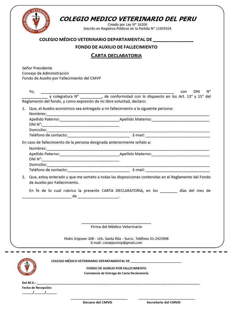 Carta Declaratoria FAF | PDF