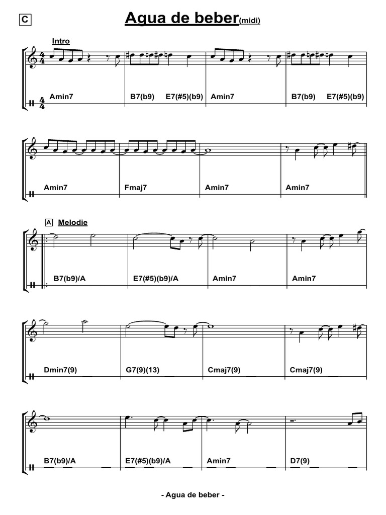 Agua de Beber (Leadsheet in C) (Midi) (4x) | PDF