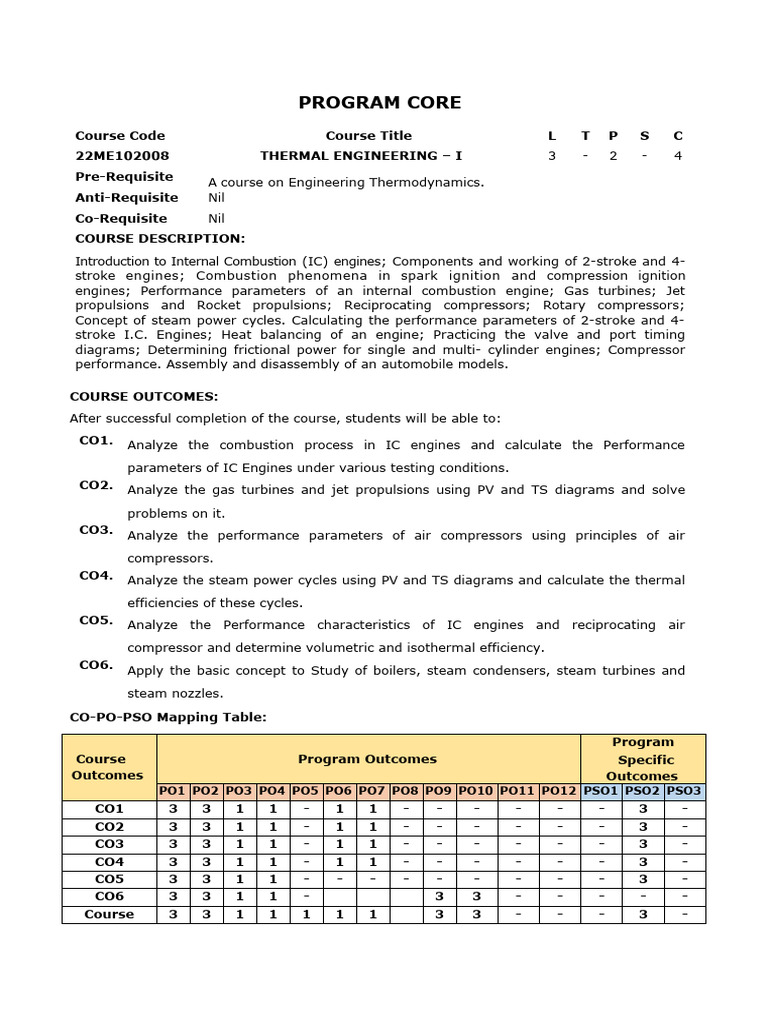 Thermal Engineering Course Guide | PDF | Technology & Engineering