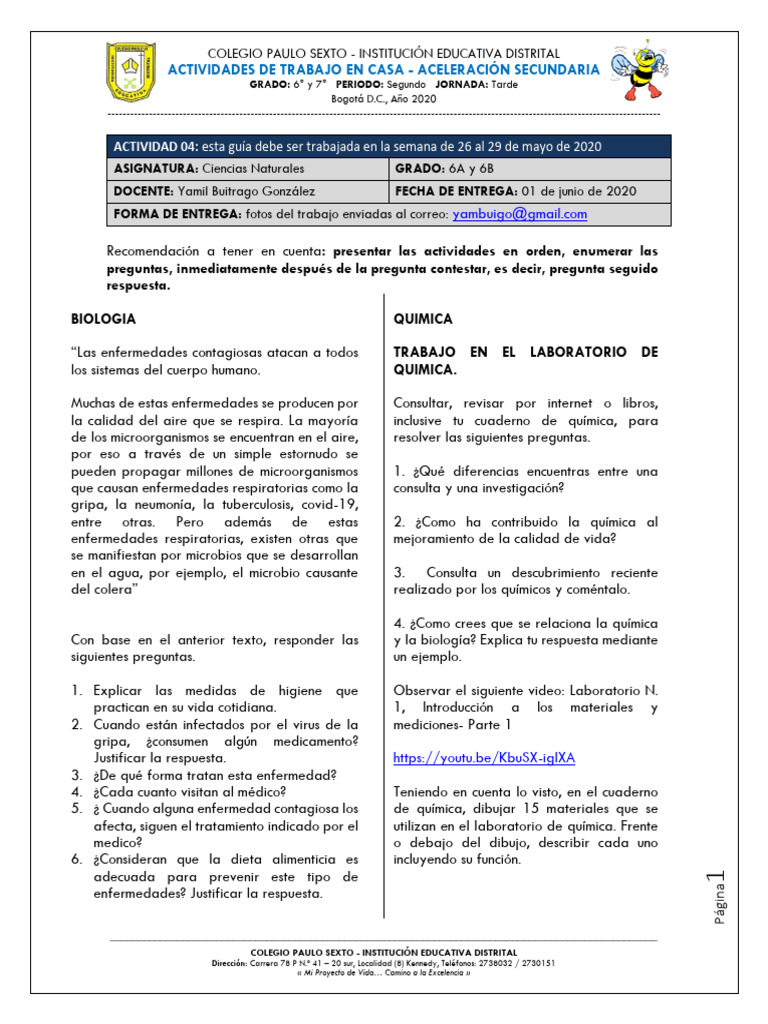 C Naturales - Grado 6A y 6B | PDF