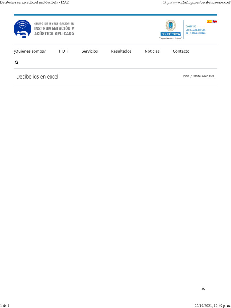 Decibelios en ExcelExcel and Decibels - I2A2 | PDF | Tecnologías de la ...