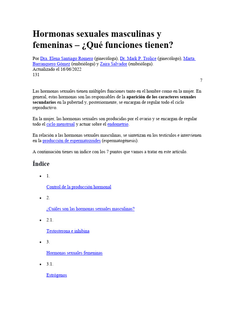 1.hormonas Sexuales Masculinas y Femeninas | PDF | Ciclo menstrual | Hormona luteinizante