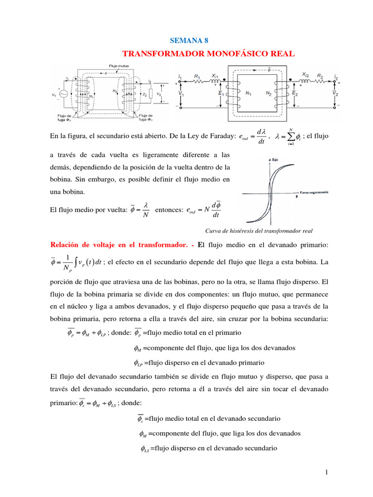 S8 El Transformador Monofásico Real | PDF | Transformador | Inductor