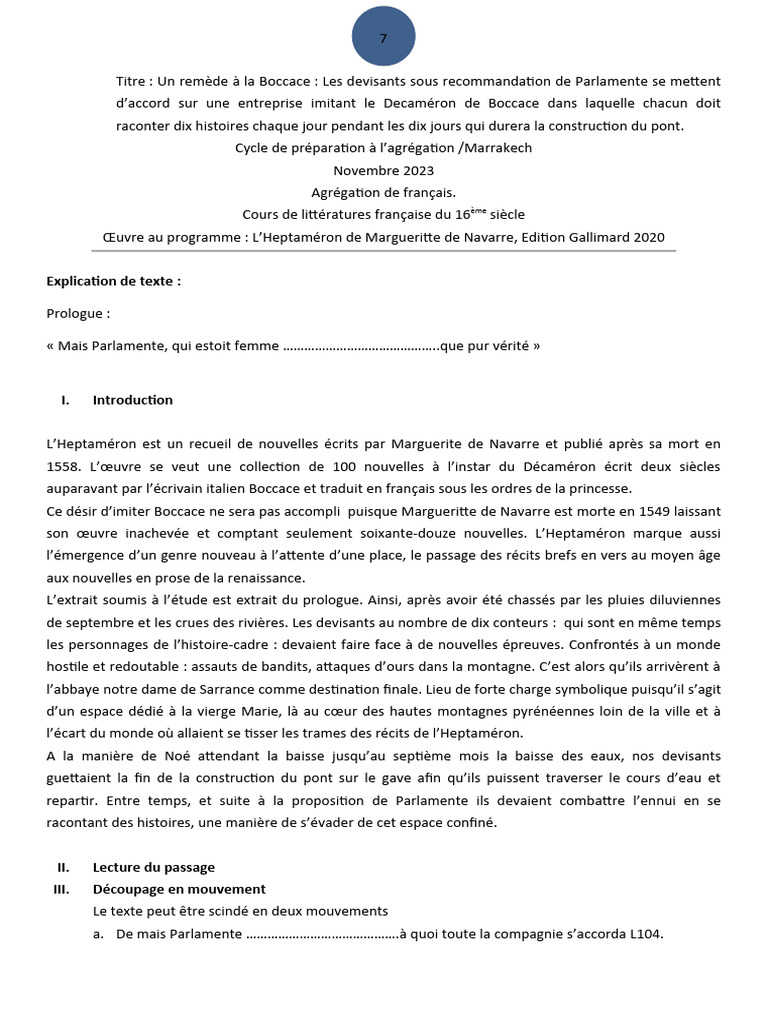 Résumé de l'Heptaméron : Prologue et enjeux | PDF | Logos ...