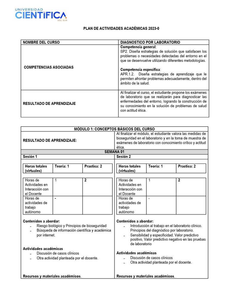 3 Plan Dxlab 2024-0 | PDF | Laboratorios | Aprendizaje