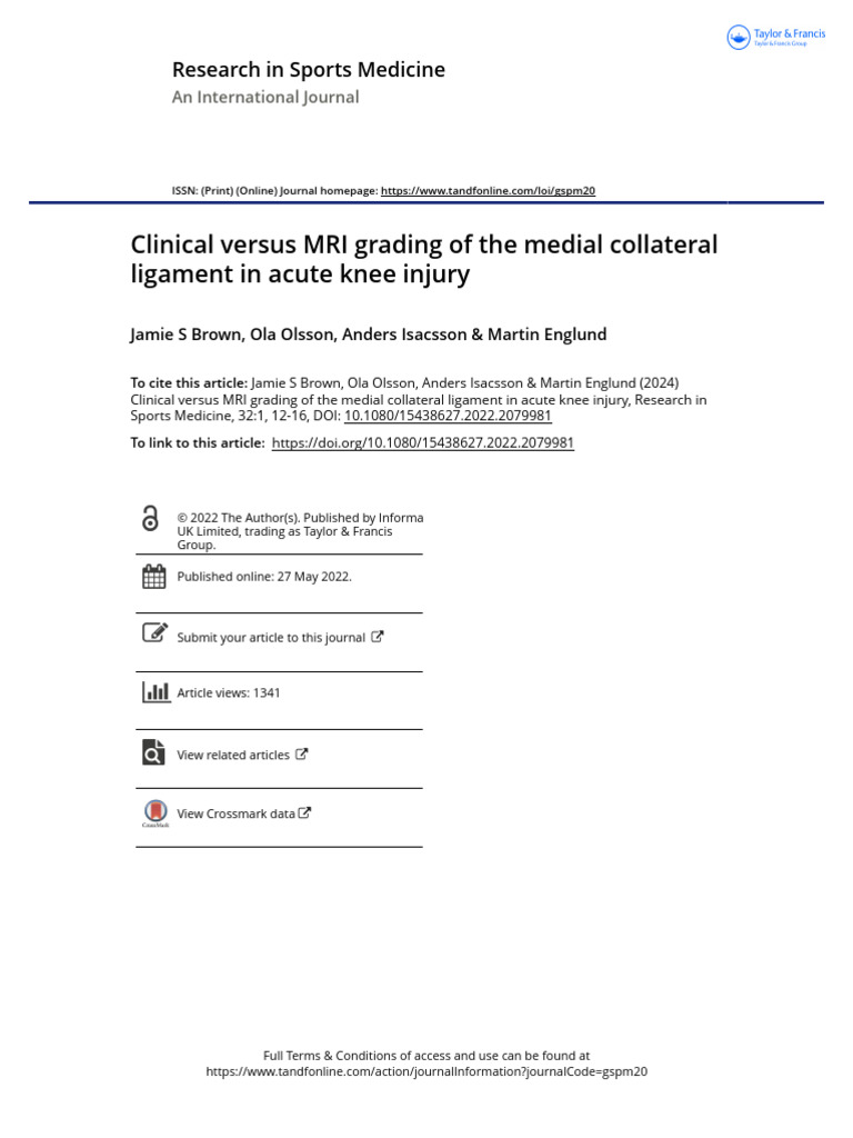 00-Clinical Versus MRI Grading of The Medial Collateral Ligament in ...