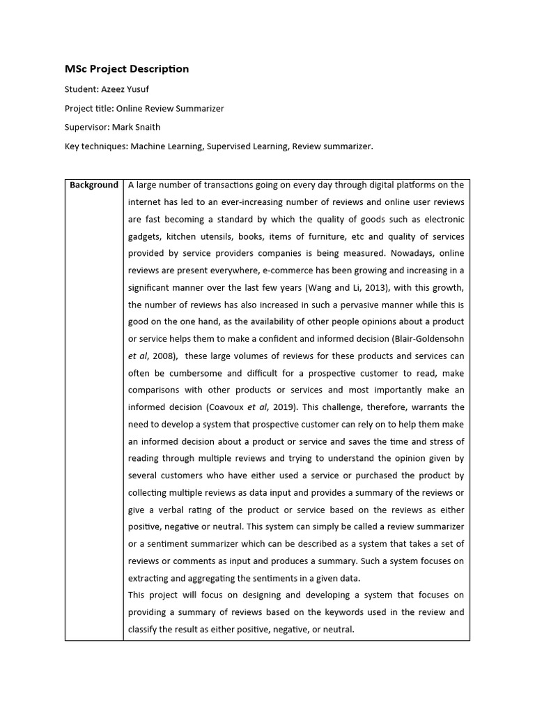 Projectdescription - Online Reviewer | PDF | Machine Learning | Applied Mathematics