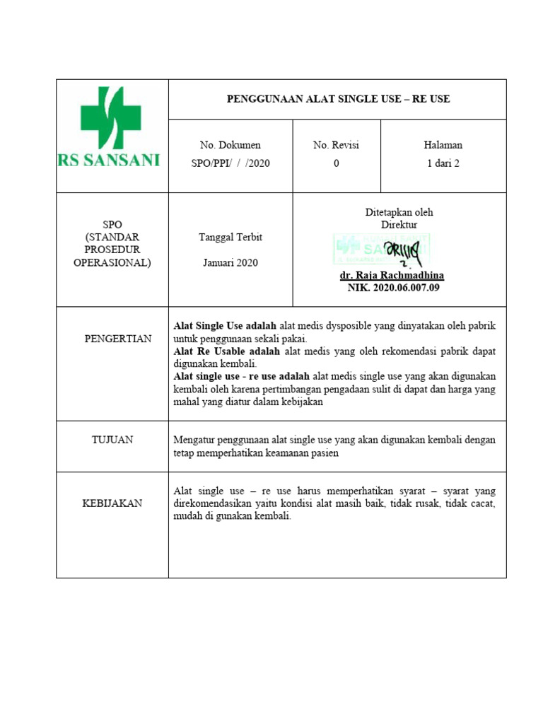 SPO SINGLE USE RE USE Edit | PDF