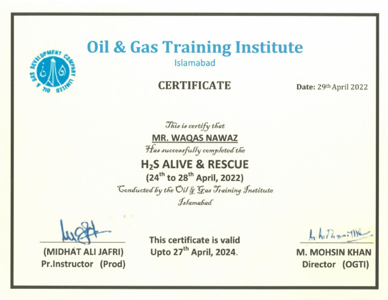 h2s Alive Cert | PDF
