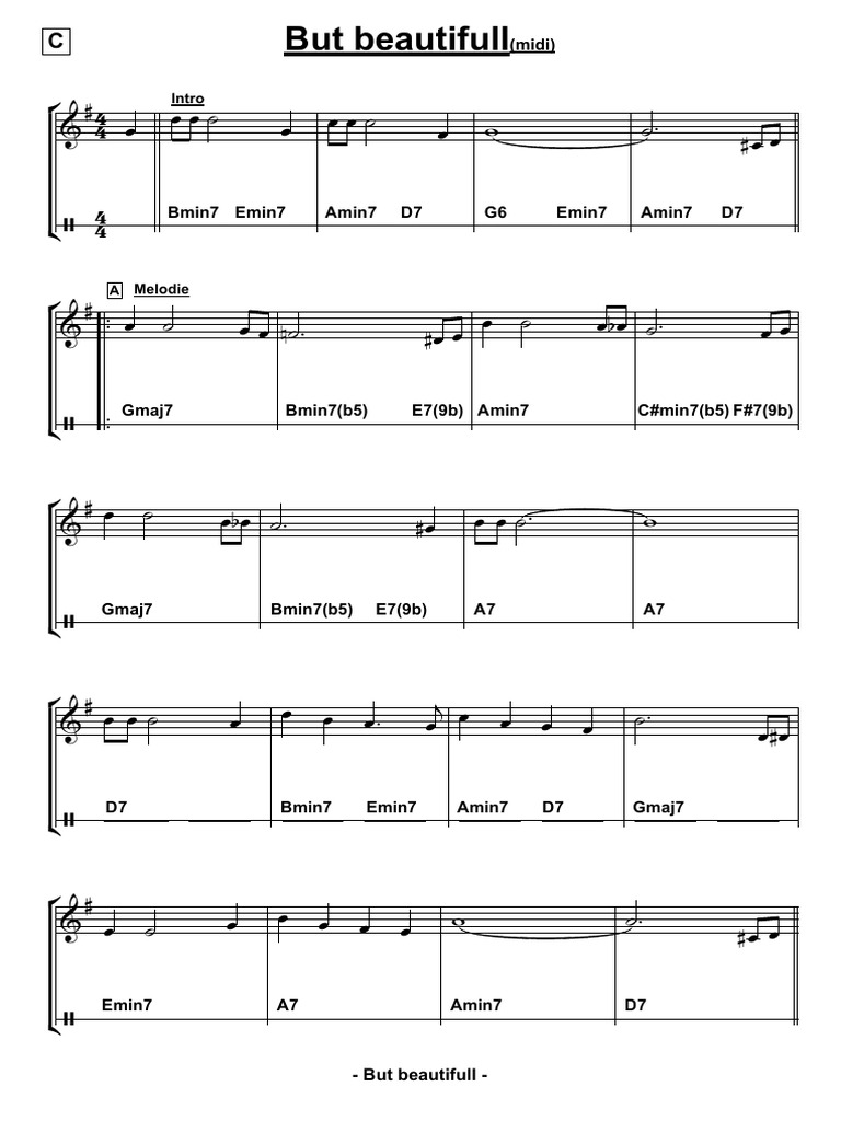 But Beautifull (Leadsheet in C) (2x) | PDF | Chess