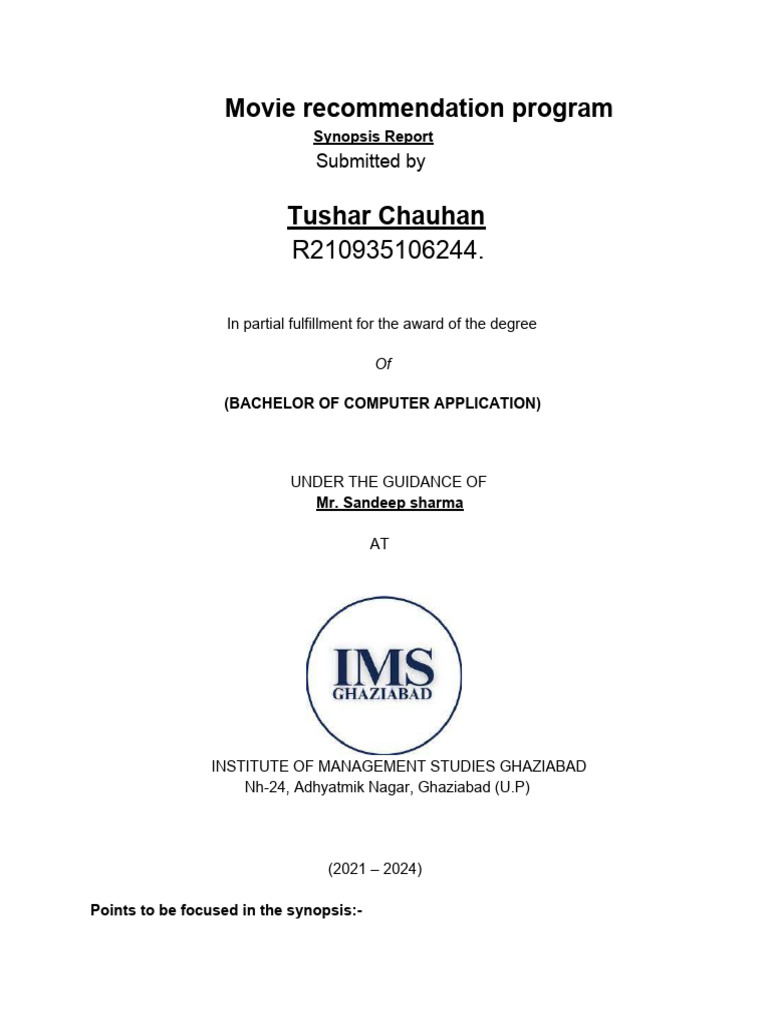 Movie Recommendation Program | PDF | Cluster Analysis | Computer Science