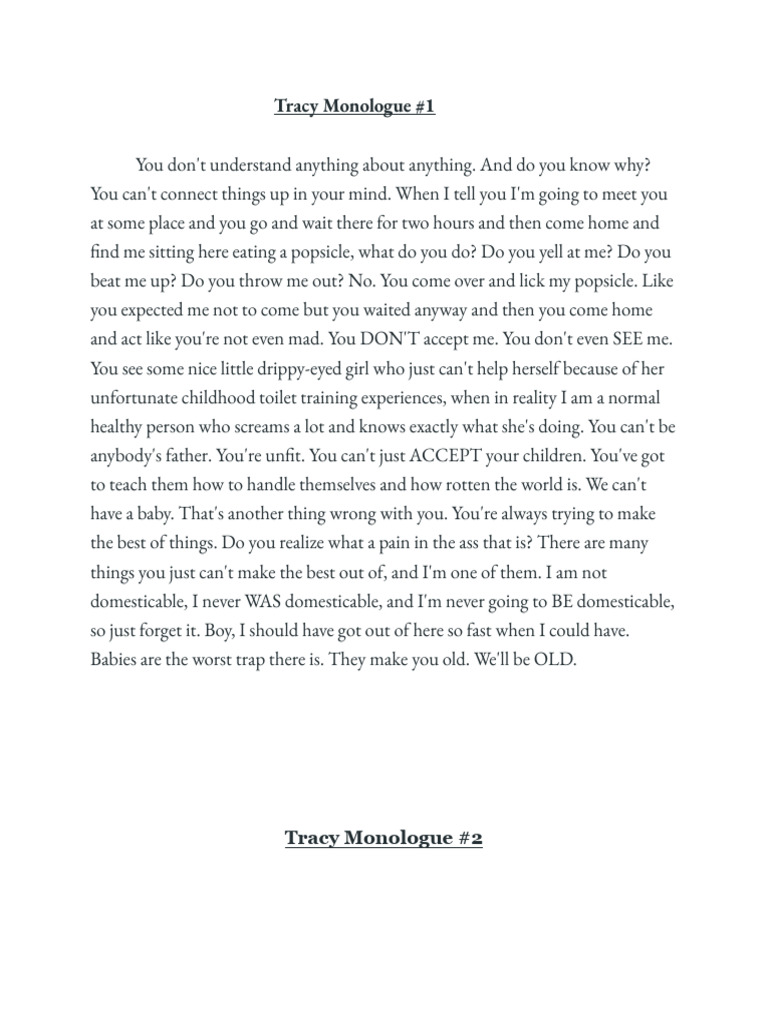 Tracy Monologue | PDF