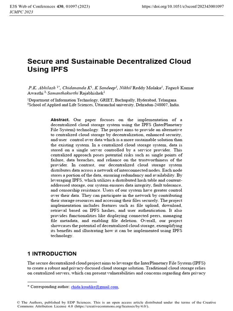 Secure And Sustainable Decentralized Cloud Using I Download Free Pdf Peer To Peer Cloud