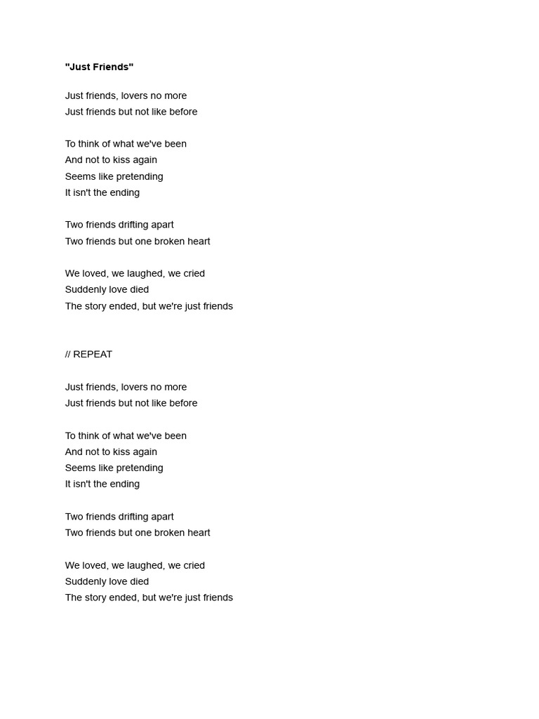 Just Friends - LYRICS Print | PDF