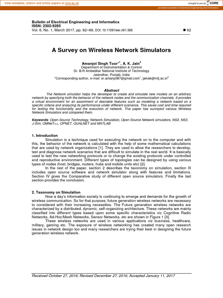 A Survey On Wireless Network Simulators | PDF | Computer Network | Simulation