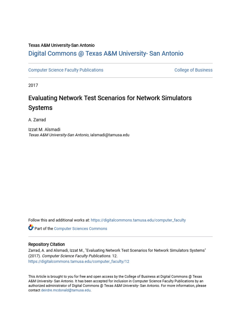 Evaluating Network Test Scenarios For Network Simulators System | PDF ...