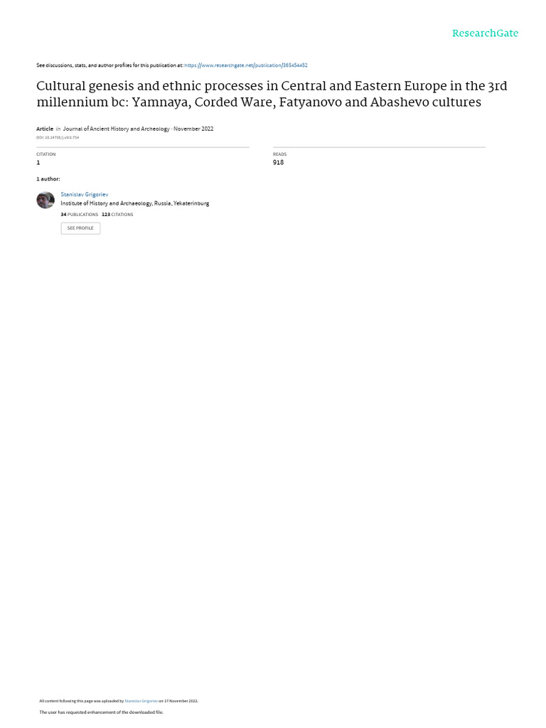 Corded Ware Yamnaya | Download Free PDF | Archaeology | Ethnic Groups