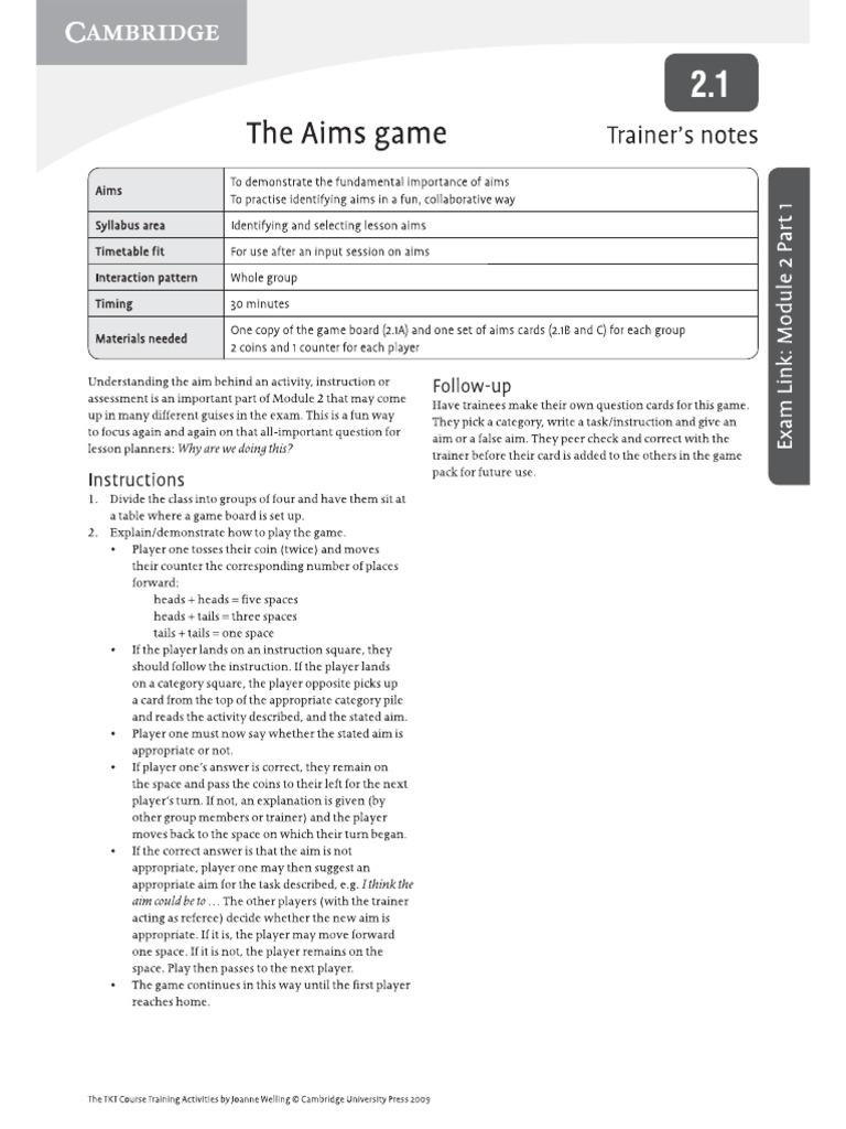 The Aims Game | PDF