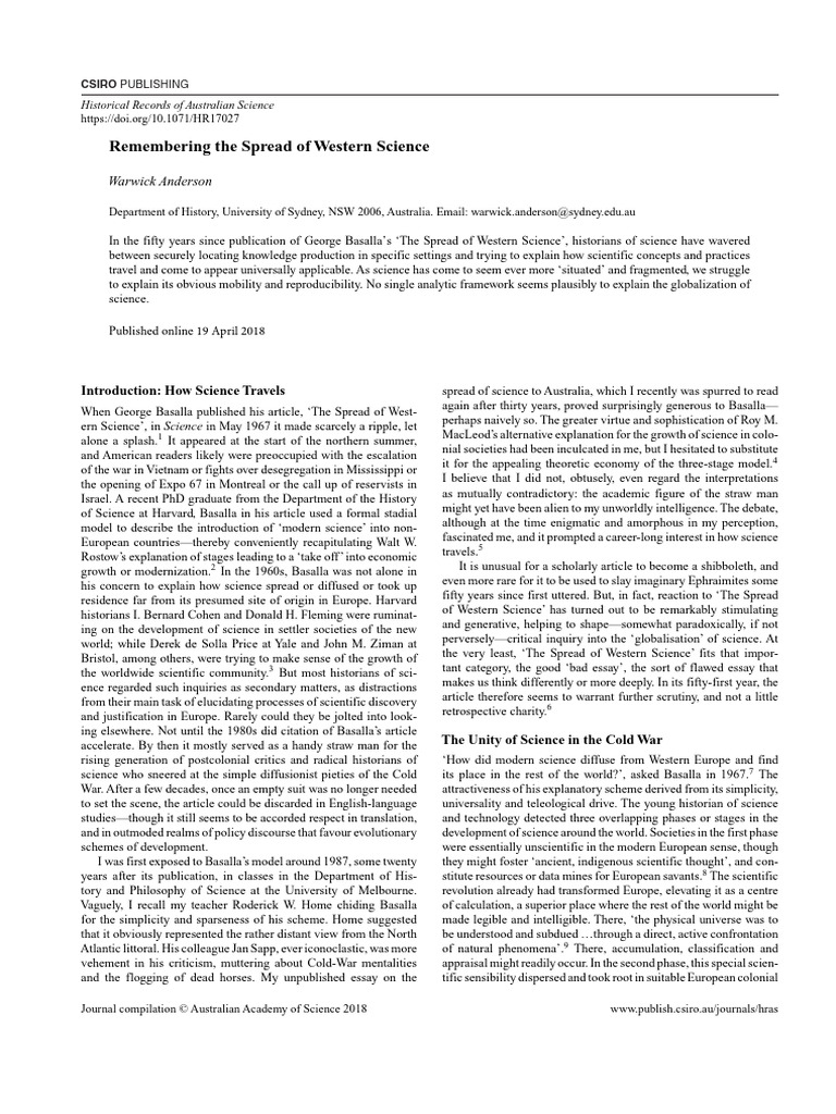 Globalization of Western Science Explained | PDF | Science | Knowledge
