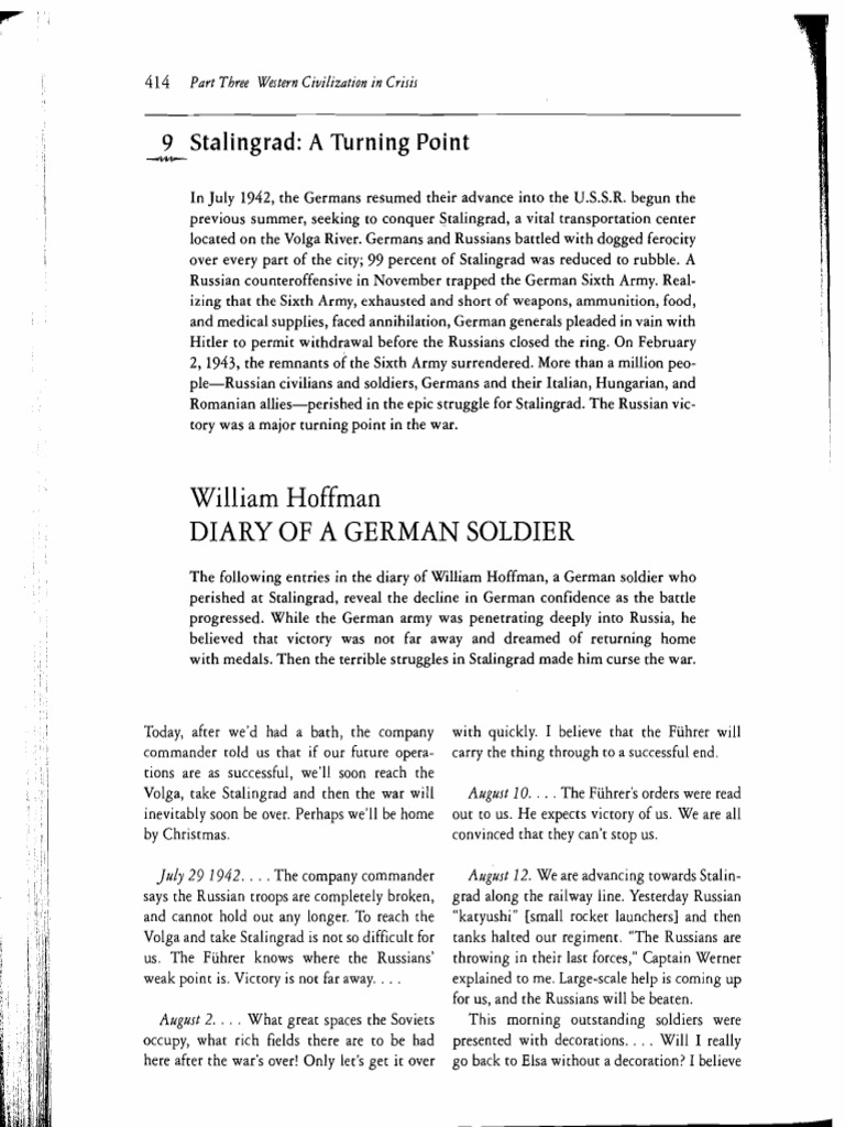 Stalingrad: Insights from a Soldier's Diary | PDF | Battle Of ...