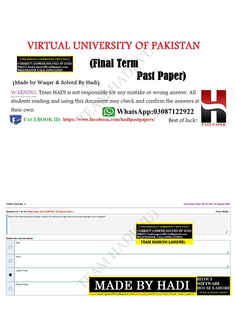 CS507 Final Term File 2 Solved by Team Hadi | PDF CS507 Final Term File 2 Solved by Team Hadi | PDF