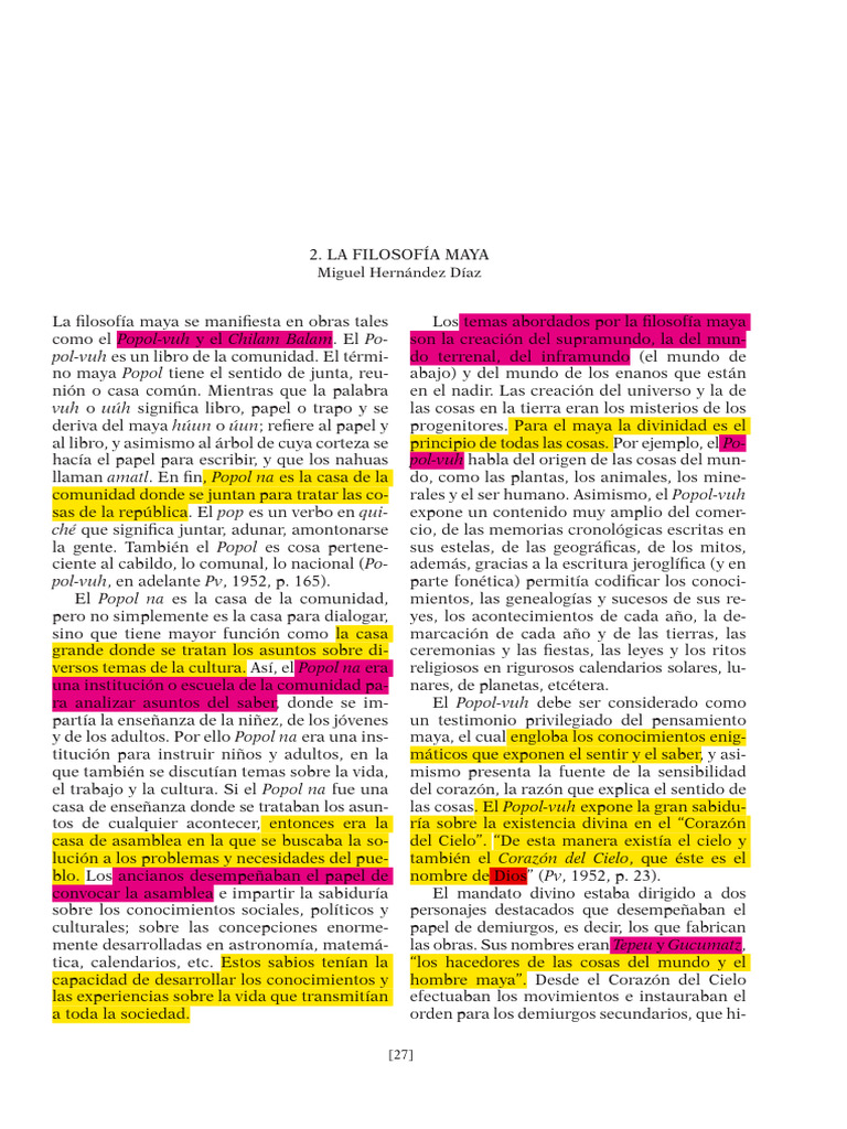 Filosofia Maya | PDF | Existencia | Pensamiento