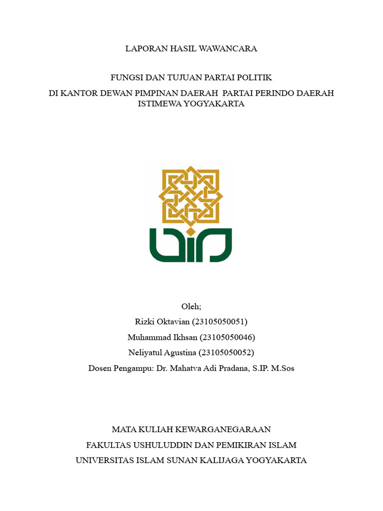 Laporan Wawancara - Partai Perindo | PDF