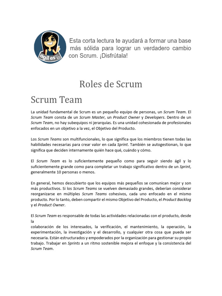 Roles de Scrum | PDF | Scrum (desarrollo de software)