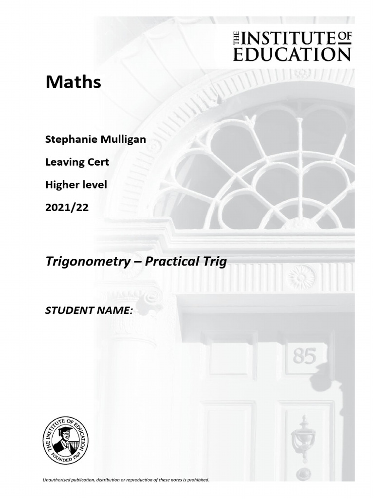 Trig (5th) - Practical Trig Notes | PDF | Trigonometry | Trigonometric ...