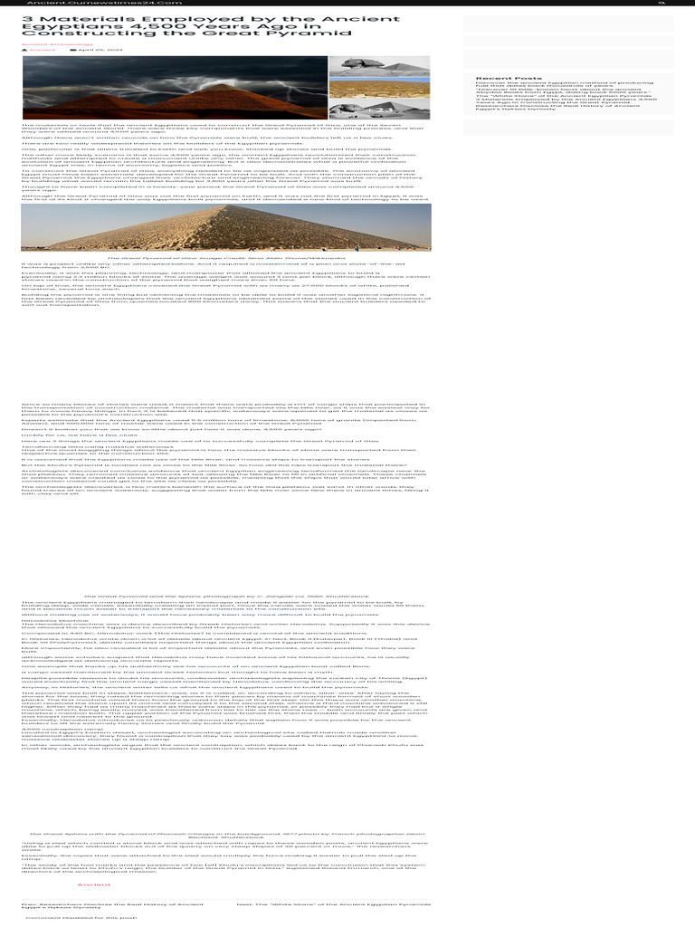 3 Materials Employed by The Ancient Egyptians 4,500 Years Ago in ...