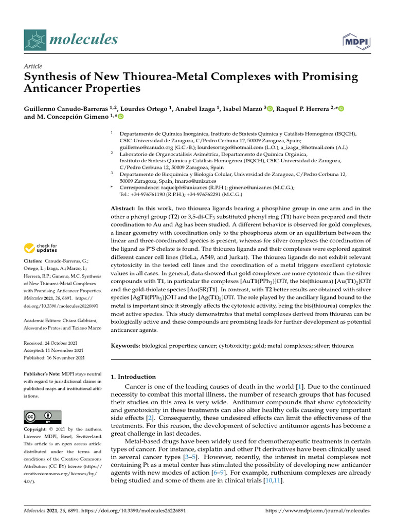 Thiourea | PDF | Coordination Complex | Bioinorganic Chemistry