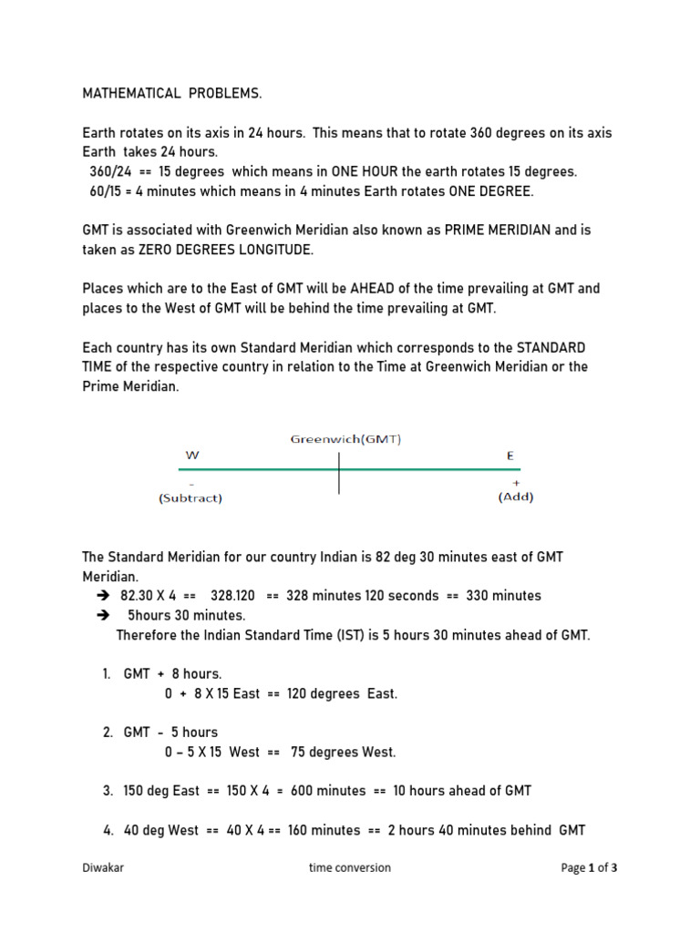 Mathematical Problems | PDF | Greenwich Mean Time | Geodesy